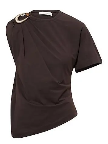 Christopher Esber Stone Pin Asymmetric Stretch-cotton T-shirt - Espresso