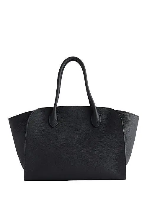THE ROW Marlo 12 Matte Grain Leather Tote Bag - Black Ans
