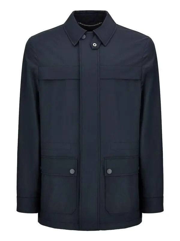 Canali Nuvola Maestrale Technical Fabric Field Jacket - Blue