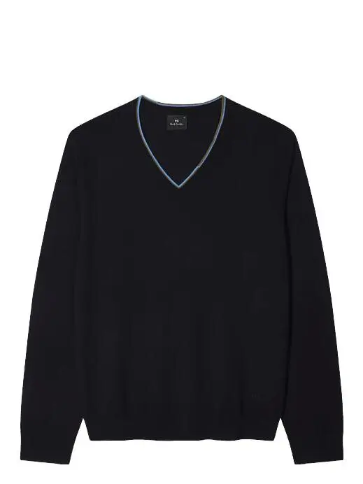 Paul Smith Merino V-neck Sweater - Blue