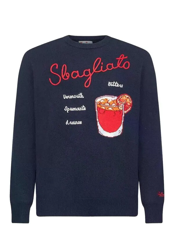 MC2 SAINT BARTH Drink-motif Embroidered Sweater - Blue