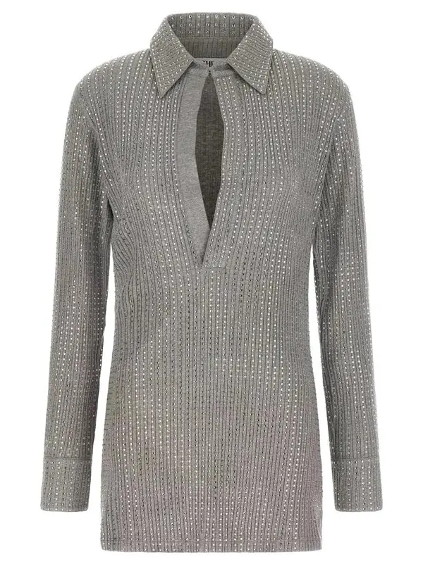 Attico Rhinestone-appliqué Dress - Grey