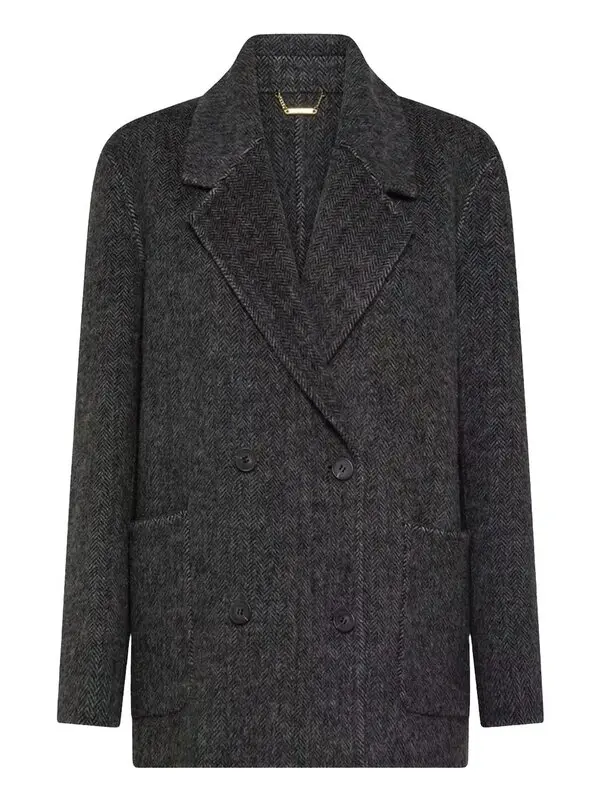 Seventy Herringbone Double-breasted Coat - Grey