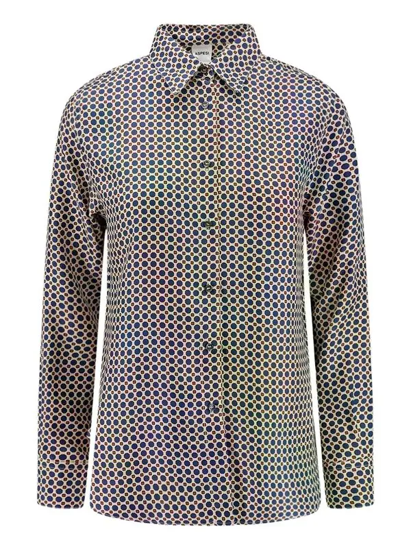 Aspesi Geometric-pattern Silk Shirt - Blue