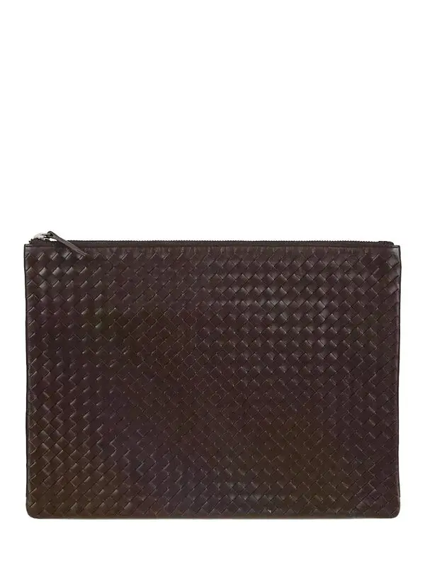 Dragon Diffusion Woven Leather Clutch - Brown