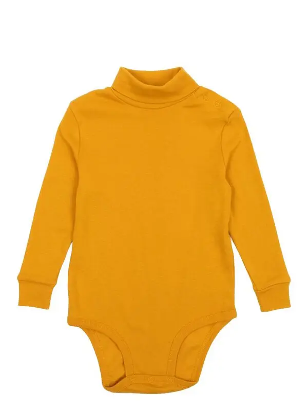 LEVERET Baby Turtleneck Long-sleeve Bodysuit - Mustard