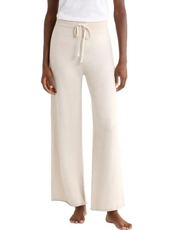 PAPINELLE Cotton & Cashmere Straight Leg Pajama Pants - Ecru