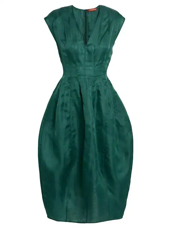 knee length dresses for ladies Emerald Deco Printed Satin Midi Dress