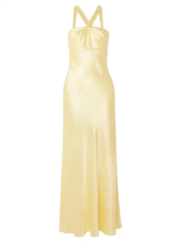 white christmas dresses Straps Yellow Ruched Satin Bodycon Short Dress – Ohmollydress