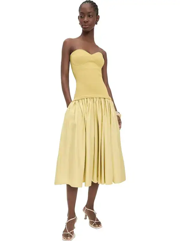 Yellow Strapless Dress Dresses | Editorialist
