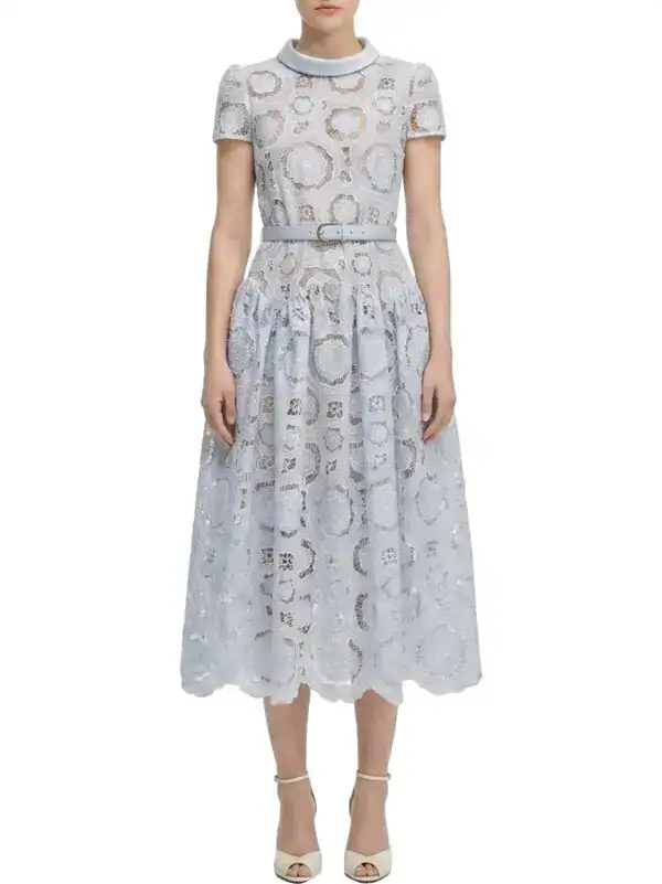 strapless open back dress Self-Portrait - Blue Guipure Lace Midi Dress main image 0