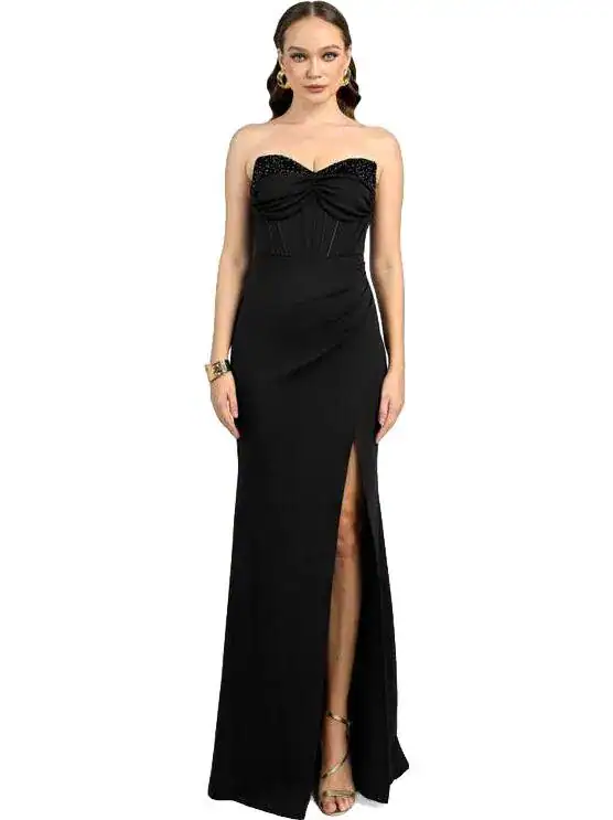 bariano black sequin dress Glow Sequin Midi - Silver Black - B by Bariano