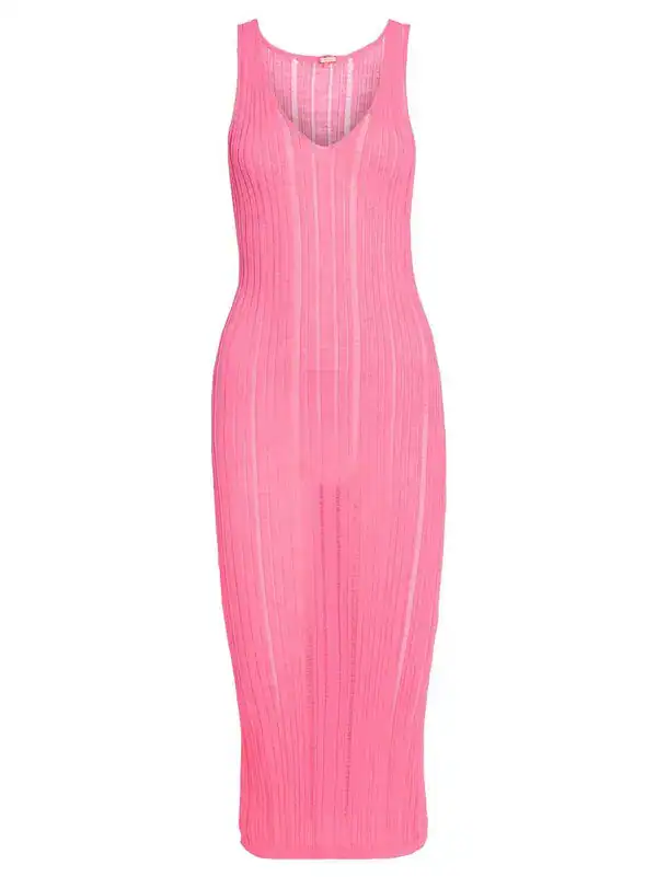 fitted lace wedding dress Single Stitch Women's Ribbed Midi Dress (Mahogany, Small) main image 0