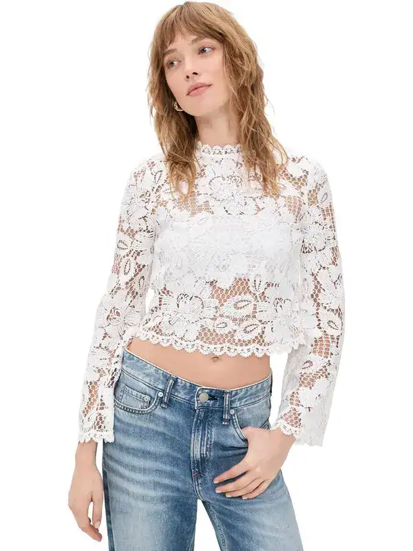 Women's High Neck Lace Tops | Editorialist