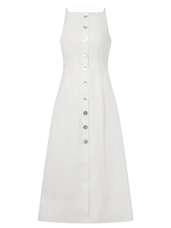 chinese dress ladies Women's White Linen Vacation Dress main image 1
