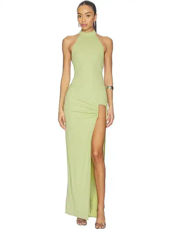 princess polly baby blue dress GREEN OLIVE Cut Out Long Sleeve Maxi Dress