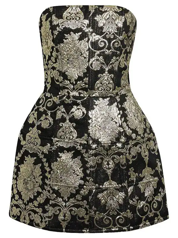 green emerald velvet dress 2010 Alexander McQueen Final Runway Collection Metallic-Gold Black Bro main image 1