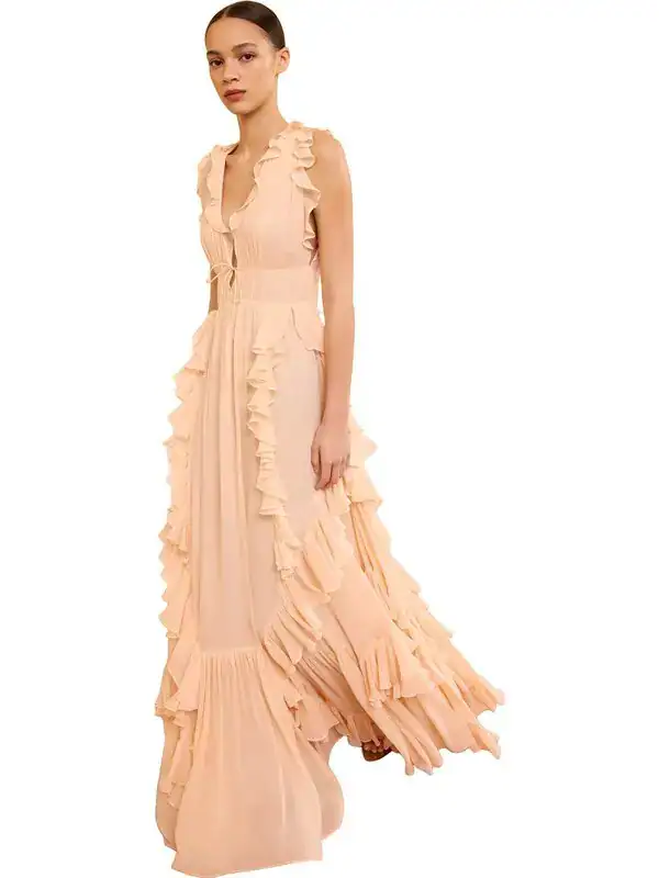 ulla johnson evening dress Ulla Johnson Atrani Silk Gown in Purple