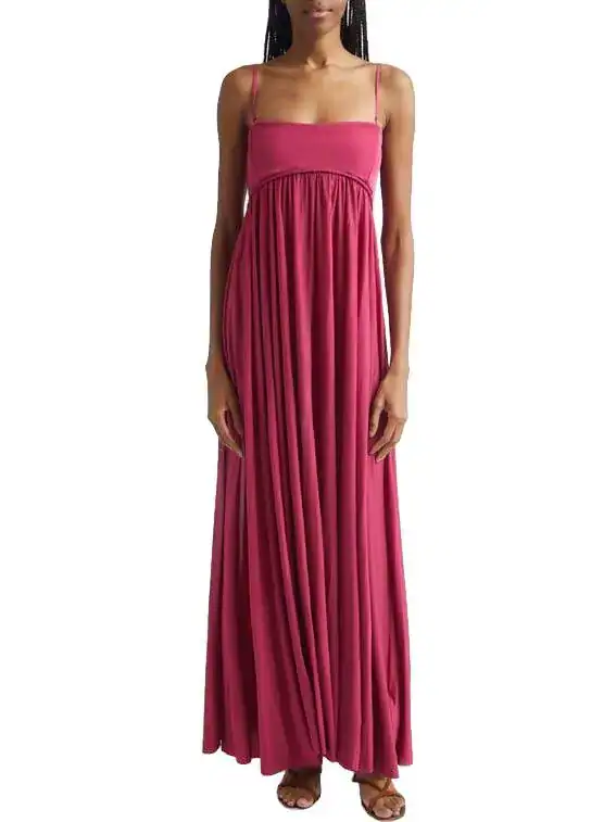 black bandeau contrast chiffon pleated maxi dress Spanish Pirate Adult Costume