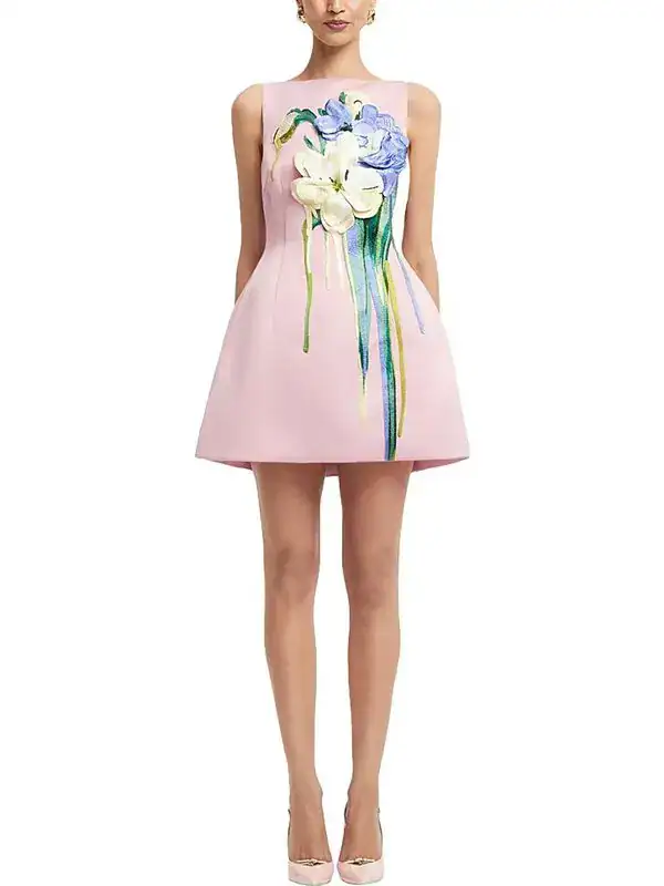 strapless open back dress Lace-Up Short Pastel Homecoming Dress with Beads Bahama Blue / 4 main image 1