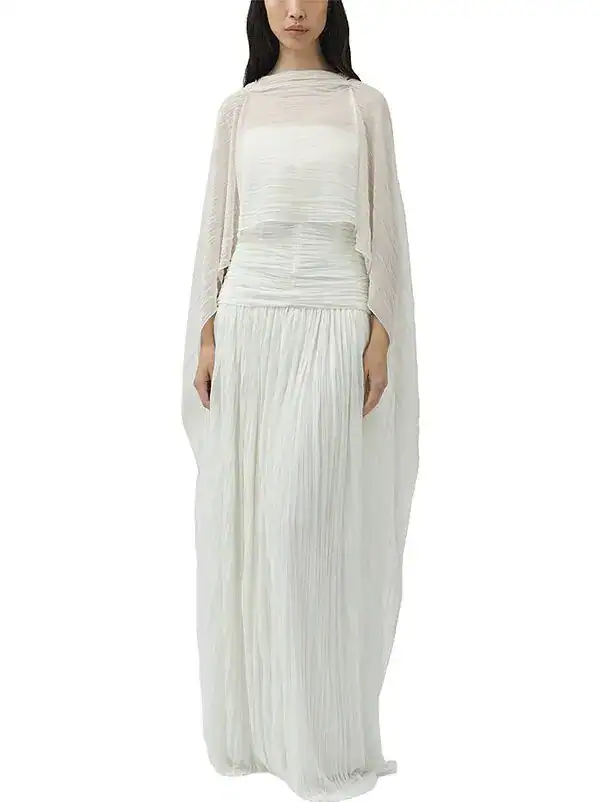 strapless open back dress Multi Color Organza Pleated Gown – John Paul Ataker main image 0