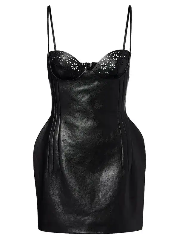 knee length dresses for ladies Lizzi Faux Leather Midi Dress - Black main image 0