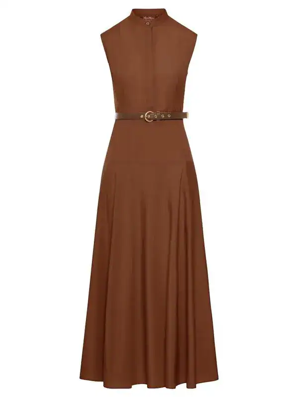 sheath dresses for fall Brown Pinstripe Autumn Sheath Dress – RC Caylan Atelier main image 1