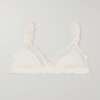 Off-white Love Lace Lace-trimmed Hammered-satin Soft-cup Triangle Bra ...