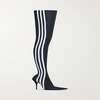Balenciaga Black + Adidas Knife Striped Spandex Over The Knee Boots ...