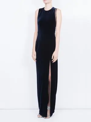 Galvan Sheer Panel Velvet Crescent Dress