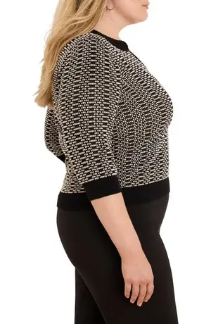 NIC+ZOE Geo Stitch Collared Sweater