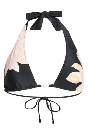 Sanctuary Halter Triangle Bikini Top With Floral Print