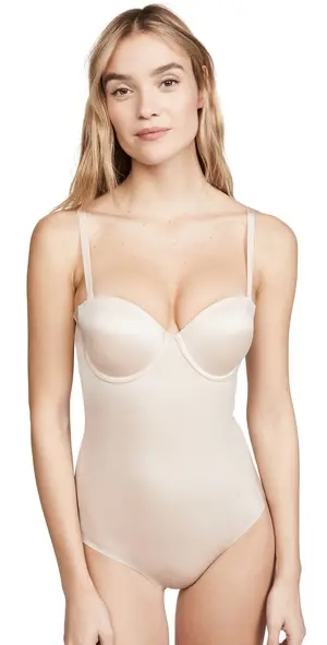 Spanx Shape Suit Your Fancy Strapless Cupped Brief Bodysuit - Champagne Beige