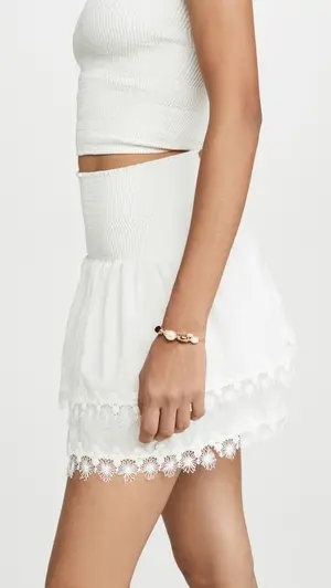 Peixoto Ruffle Mini Skirt With Lace Trim - White