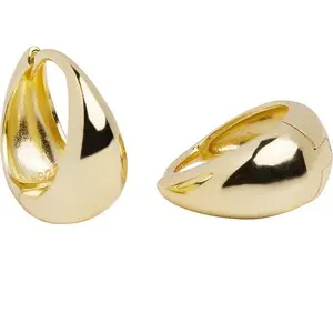 ARGENTO VIVO Chubby Huggie Hoop Earrings In Polished Silver-Plated Brass