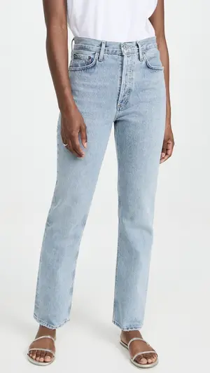 AGOLDE Lana Mid Rise Straight Jeans - Riptide