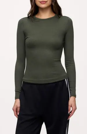 NUUDS Slinky Rib Top - Darkest Olive