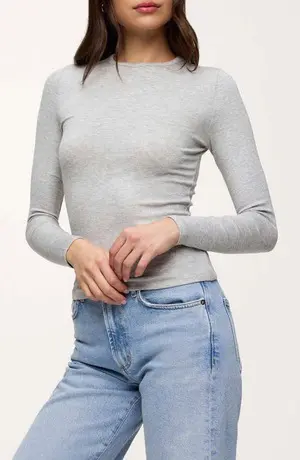 NUUDS Slinky Rib Top - Heather Grey