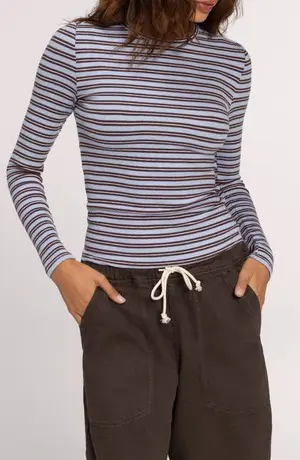 NUUDS Slinky Rib Top Sky Stripe