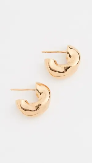 Agmes Small Dahlia Hoop Earrings - Gold Vermeil