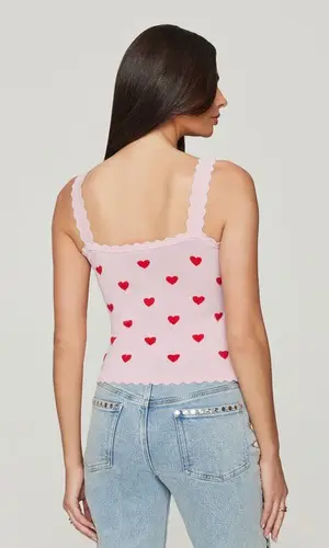 Generation Love Lottie Hearts Intarsia Strap Tank - Pink