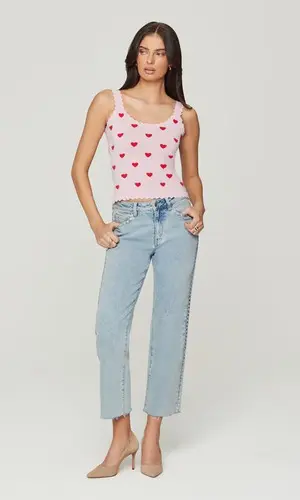 Generation Love Lottie Hearts Intarsia Strap Tank - Pink