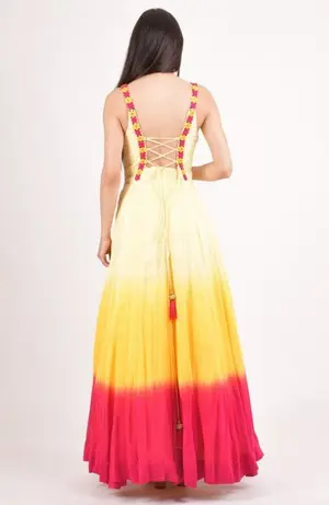 RAAS Hand Tie-dye Ombre Silk Maxi Sundress