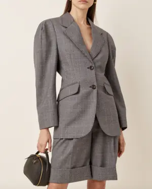 Miu Miu Puff-sleeve Checked Wool Blazer