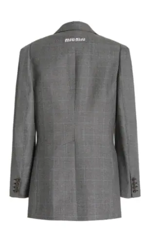 Miu Miu Puff-sleeve Checked Wool Blazer