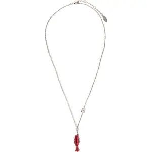 Off-White Brass Trumpet Pendant Chain Necklace - Multicolor