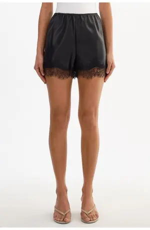 LAMARQUE Farah Lace Faux Leather Shorts