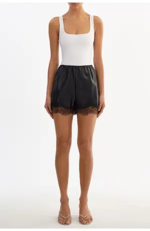 LAMARQUE Farah Lace Faux Leather Shorts