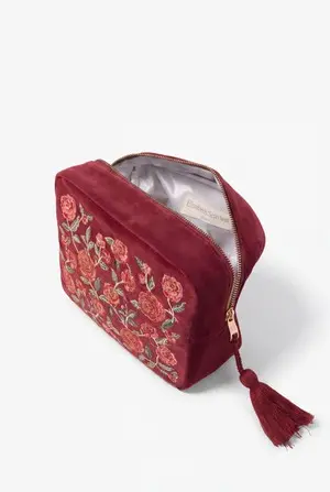 ELIZABETH SCARLETT Camellia Romance Velvet Wash Bag
