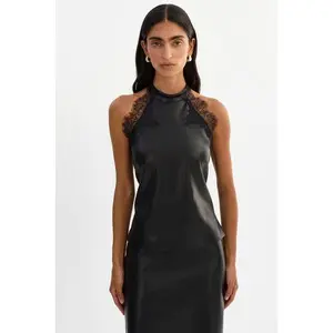 LAMARQUE Ginny | Laced Faux Leather Top - Black